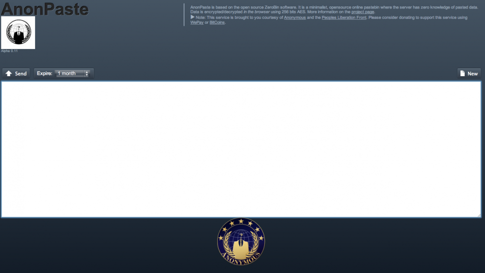 AnonPaste : Le Pastebin anonyme des Anonymous - WebLife