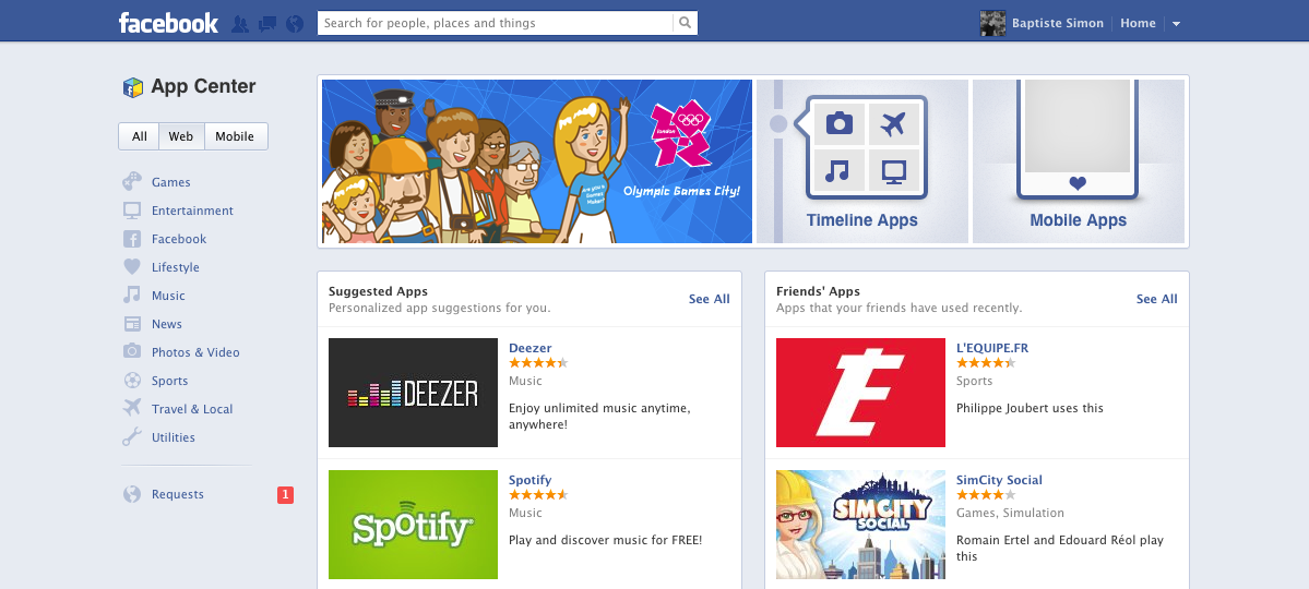 Facebook App Center : L'Espace Applications disponible en France - WebLife