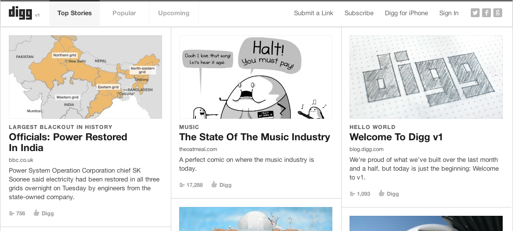 Digg v1 : Lancement du nouveau site internet - WebLife