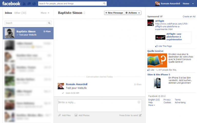 Facebook : Nouvelle messagerie en cours de déploiement - WebLife