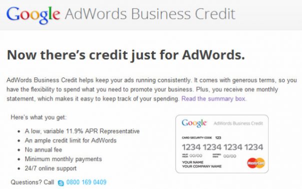 Google Adwords : Une carte de crédit pour les petites entreprises - WebLife