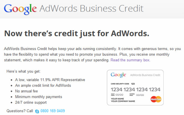 Google Adwords : Une carte de crédit pour les petites entreprises - WebLife
