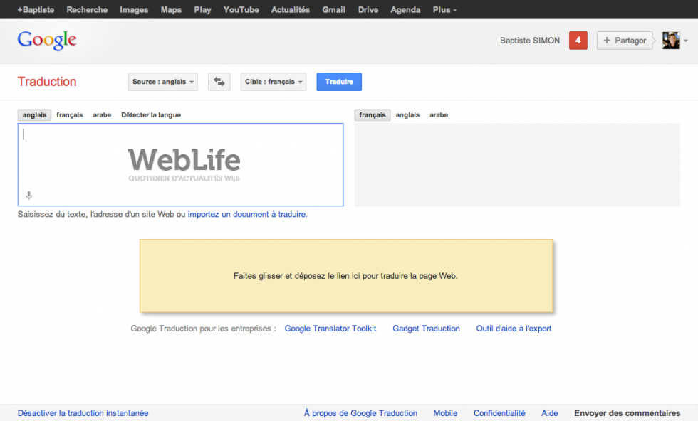 Google Traduction : Traduire un site internet par glisser-déposer - WebLife